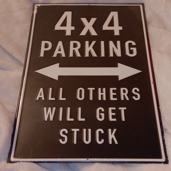 4x4 Jeep Parking | Accents | 4x4 Jeep Parking Metal Sign In Black White ...